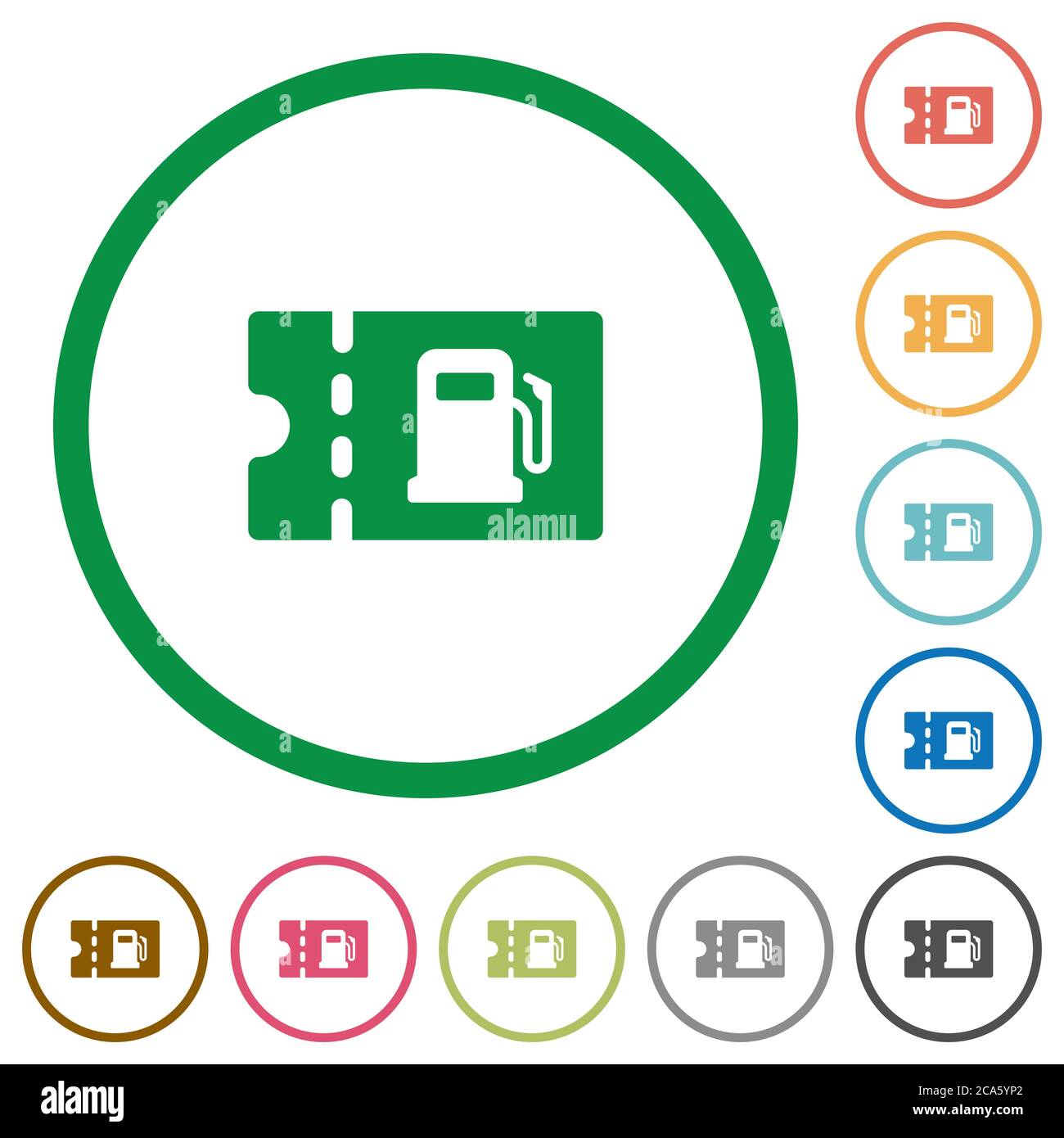 Fueling discount coupon flat color icons in round outlines on white ...