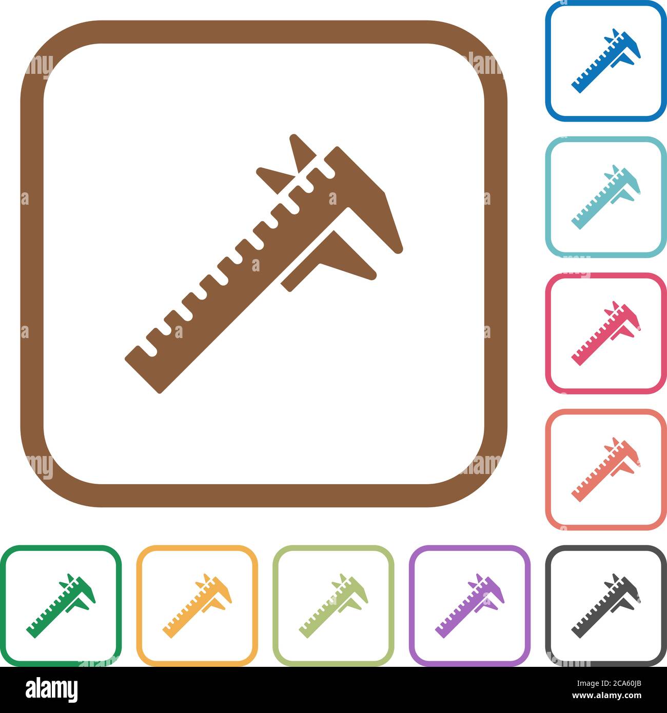 Caliper simple icons in color rounded square frames on white background Stock Vector Image & Art ...