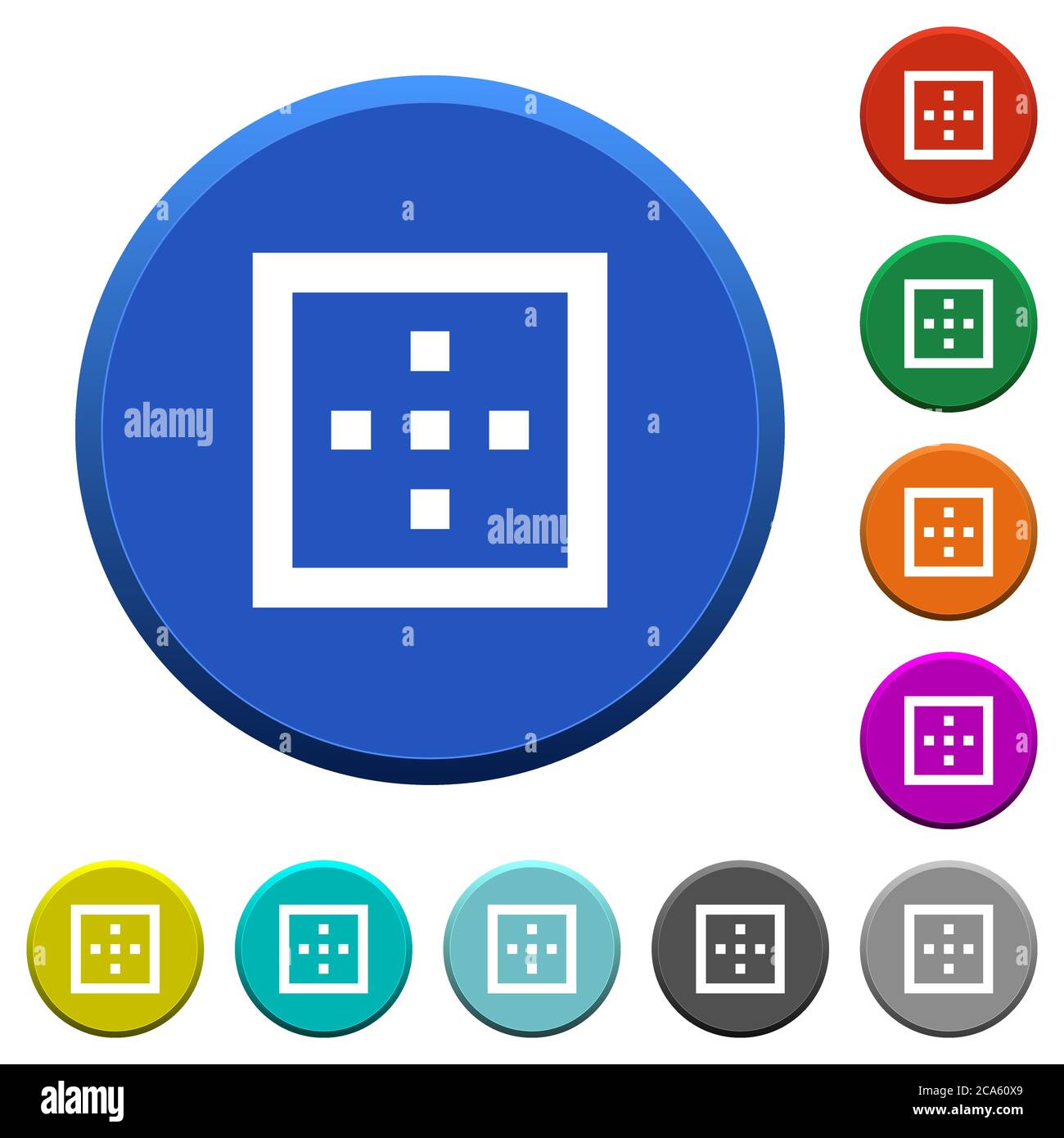 Outer borders round color beveled buttons with smooth surfaces and flat ...