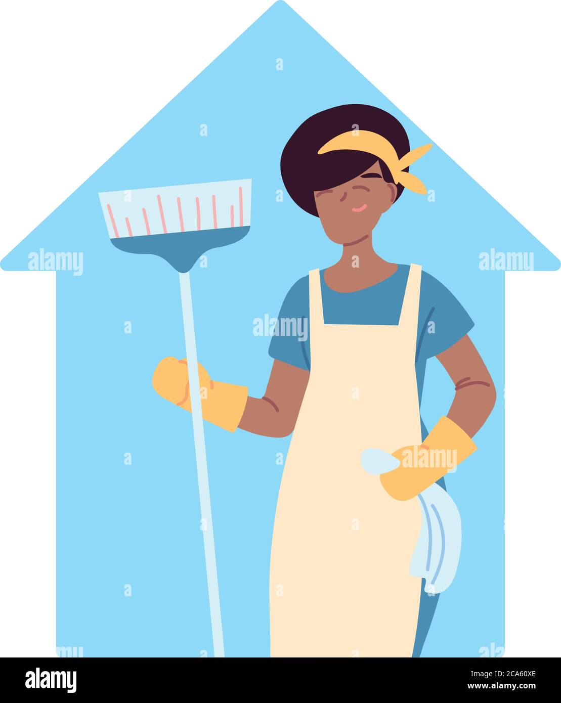 housekeeping woman doing house cleaning work vector illustration design ...