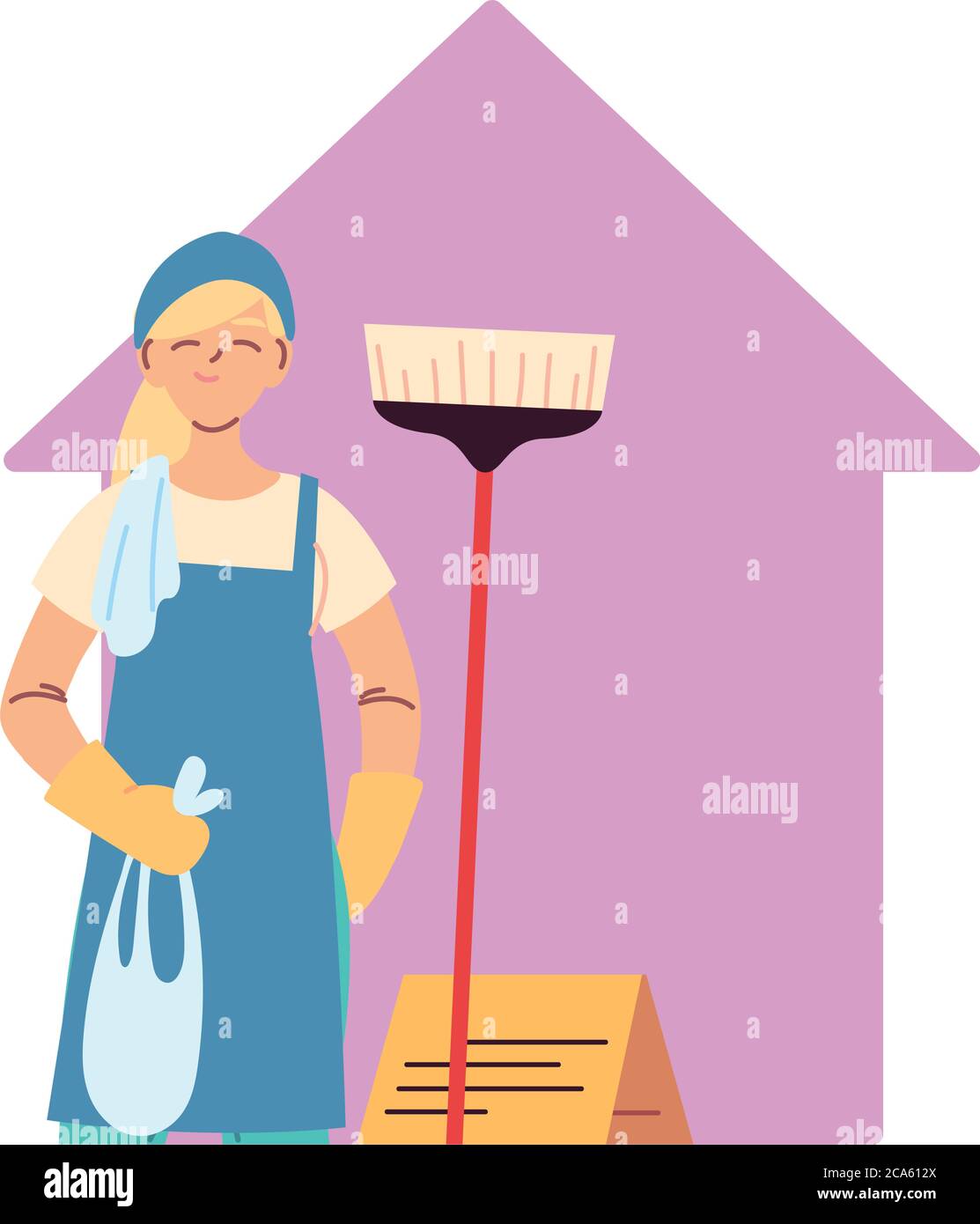 housekeeping woman doing house cleaning work vector illustration design ...