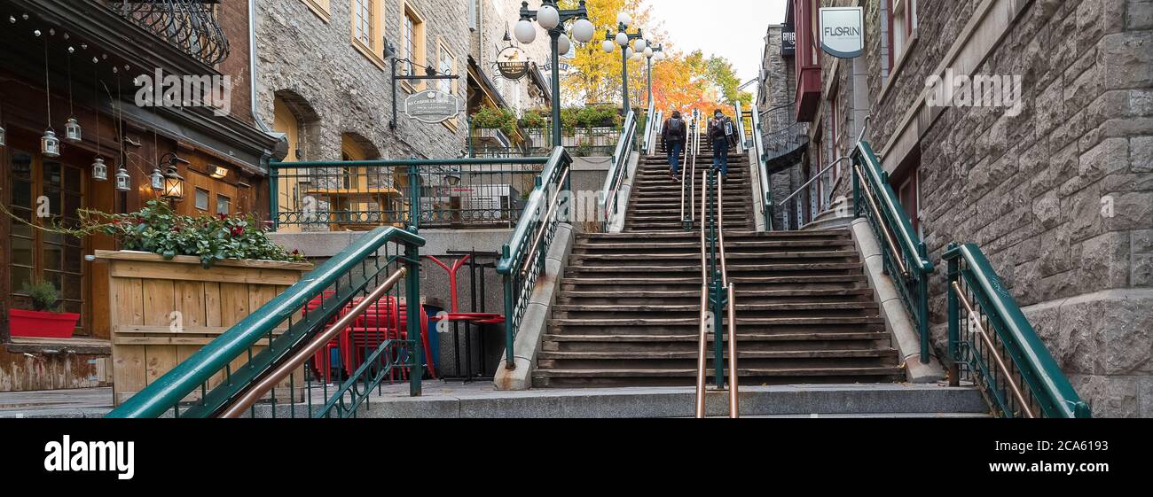 Cityscape of Lower Town, Breakneck Steps, Old Quebec, Quebec Provence ...