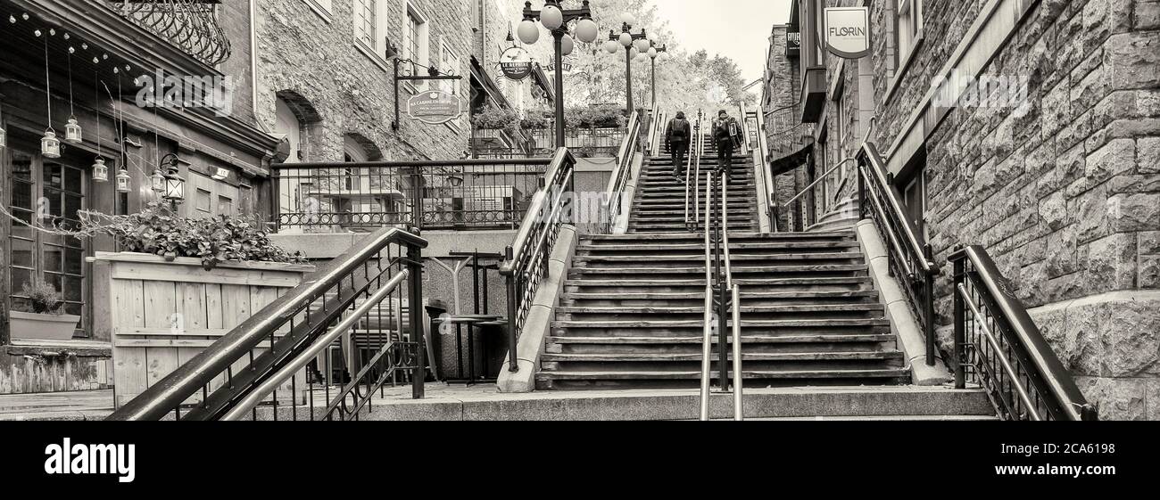 Cityscape of Lower Town, Breakneck Steps, Old Quebec, Quebec Provence ...