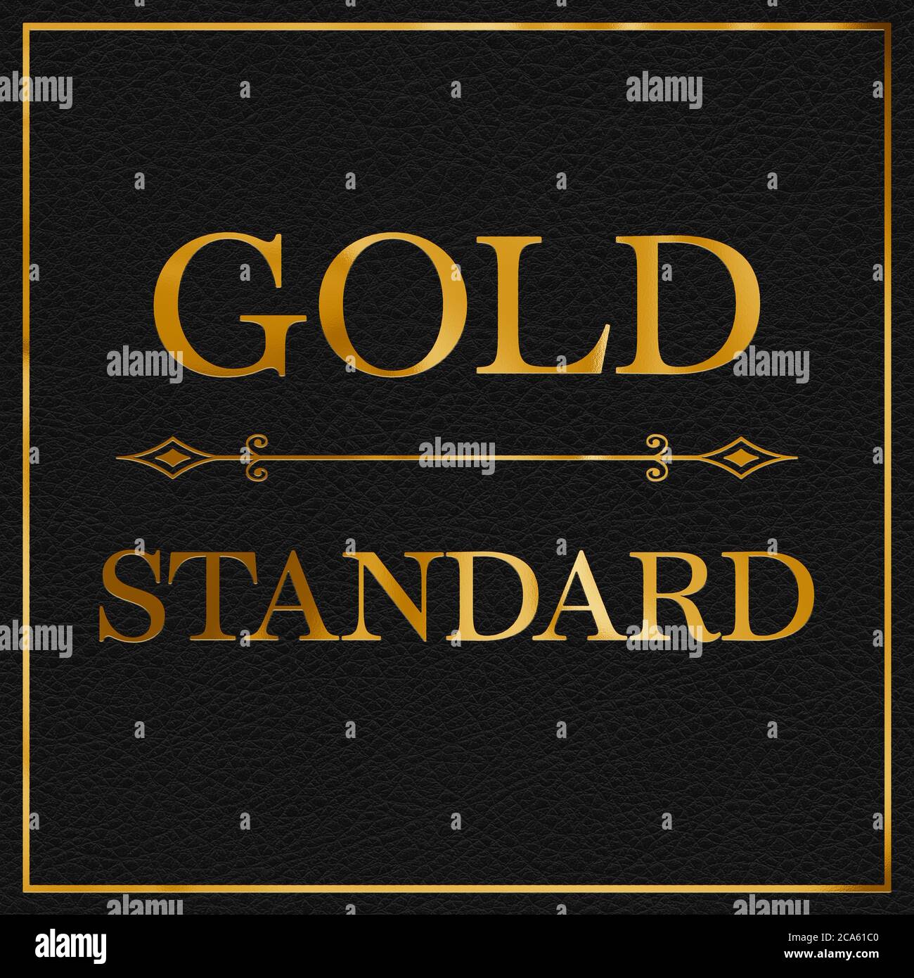 A gold leaf and black leather effect GOLD STANDARD phrase typographical ...