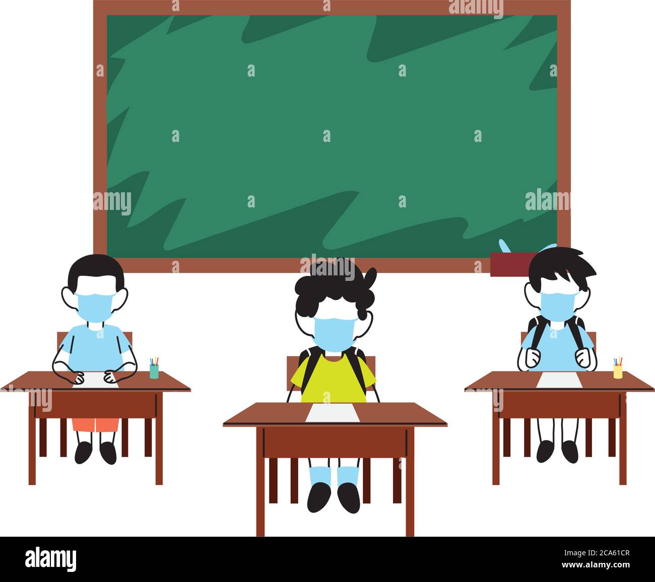 Children masks classroom Stock Vector Images - Alamy