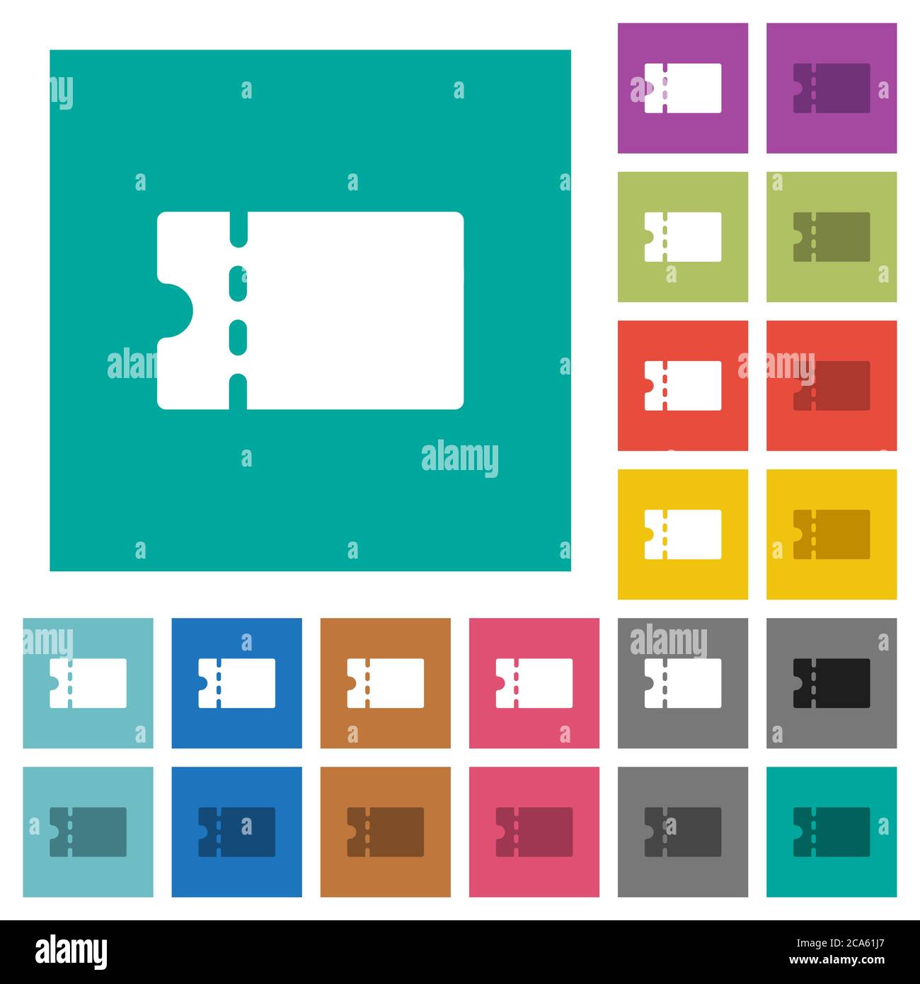 Blank discount coupon multi colored flat icons on plain square ...