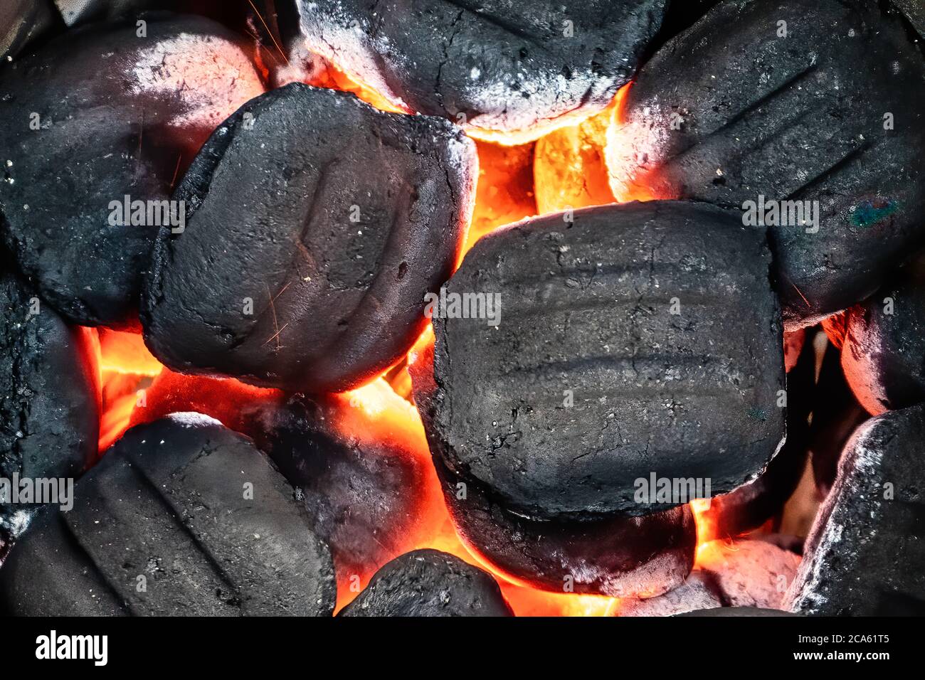 A close up of hot coals after lighting a BBQ Stock Photo - Alamy