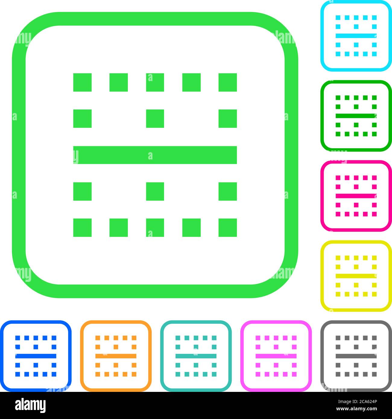 Horizontal border vivid colored flat icons in curved borders on white ...