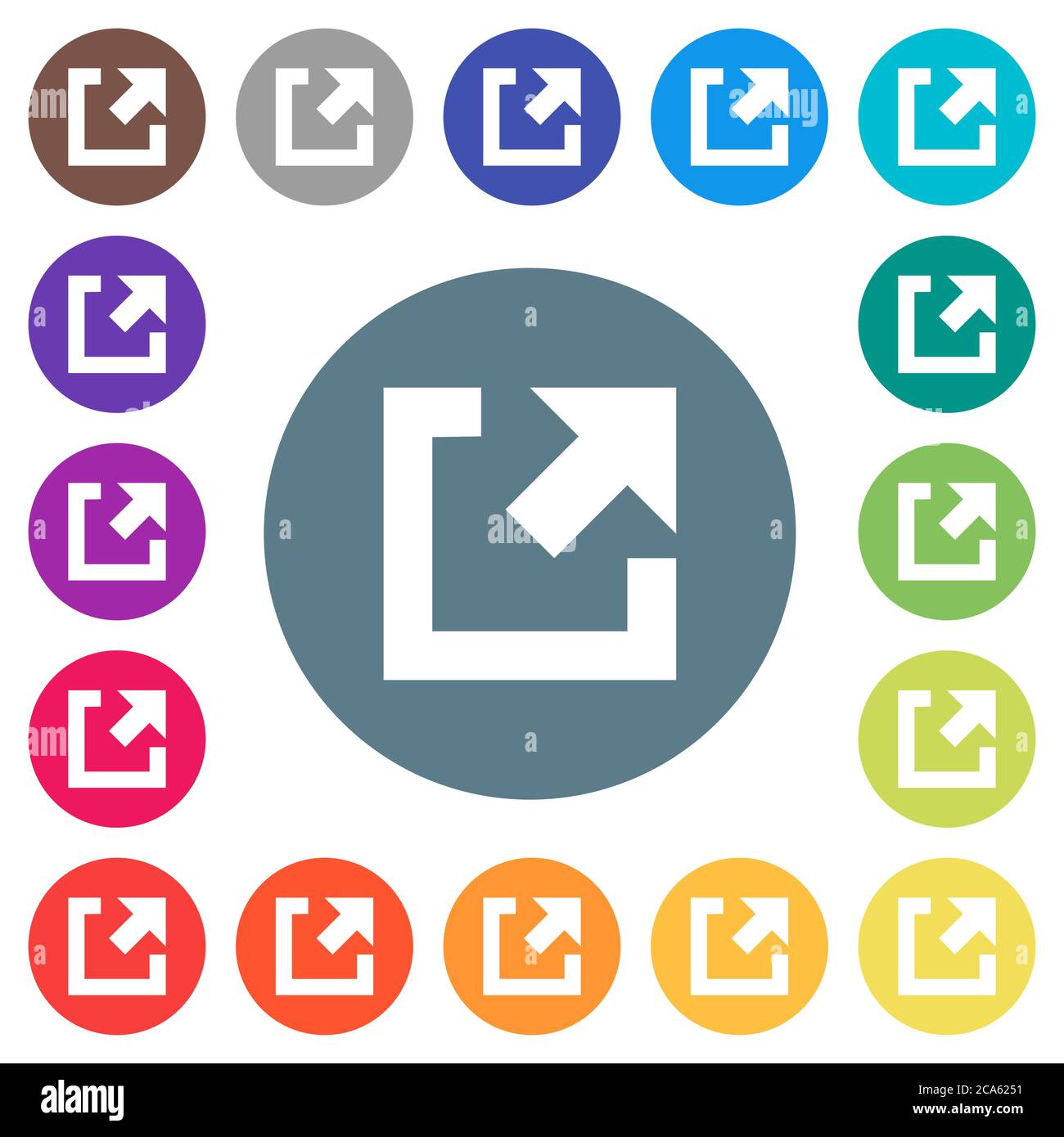 External link flat white icons on round color backgrounds. 17 ...