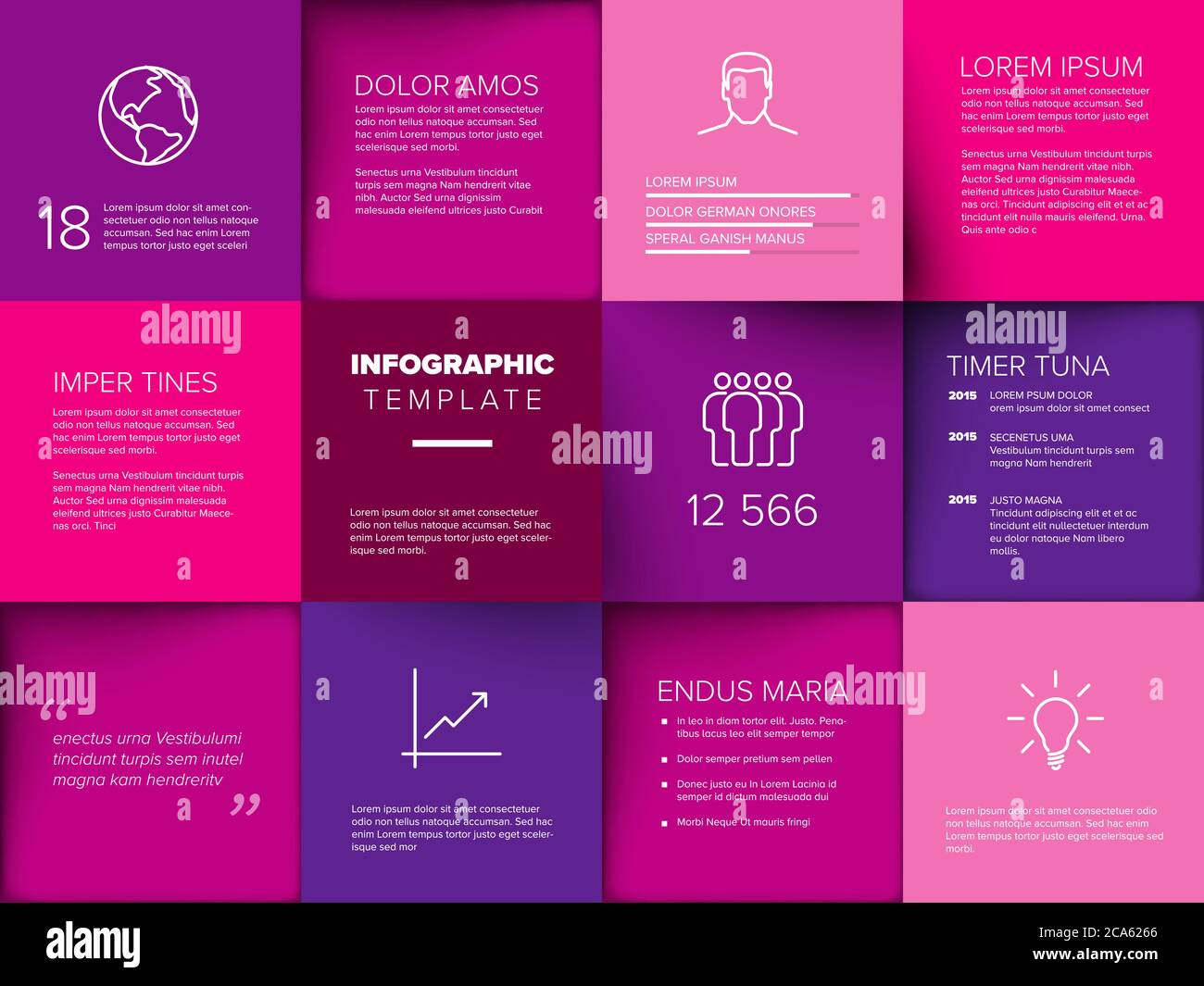 Multipurpose mosaic infographic made from purple and pink content ...