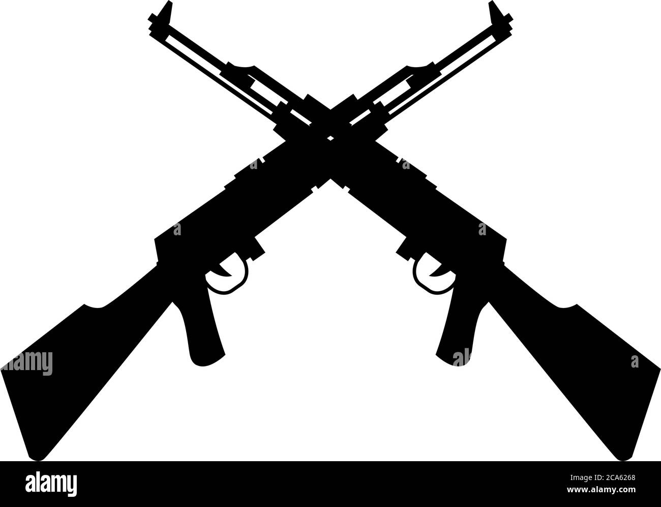 rifles weapons crossed silhouettes isolated icons vector illustration ...