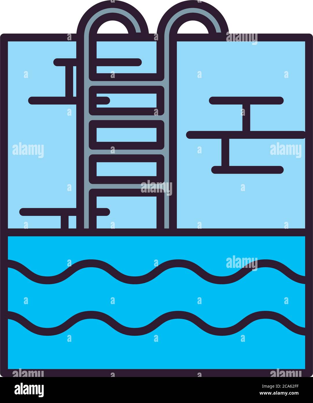 Pool line and fill style icon design, Summer vacation and tropical ...