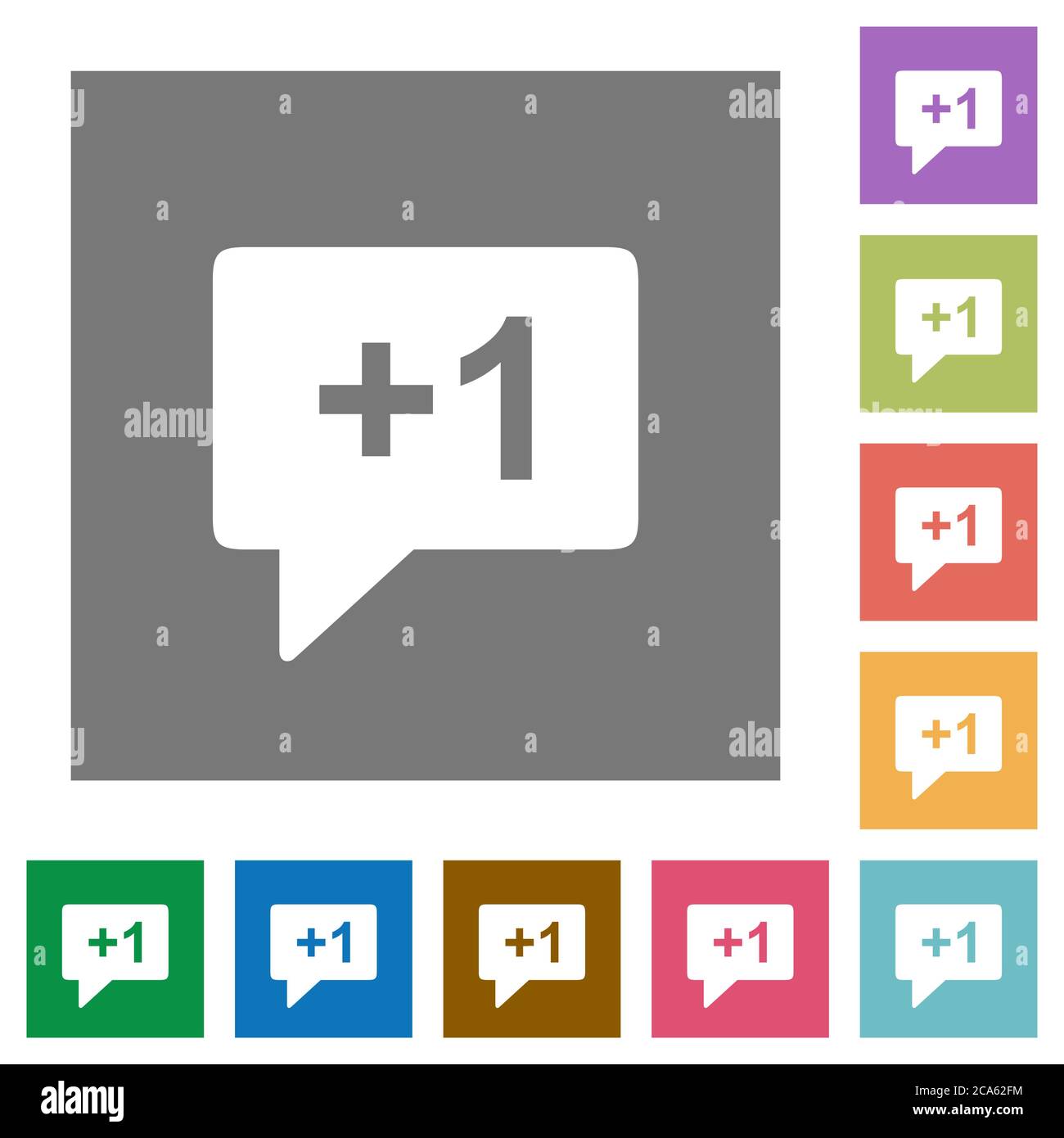 Plus one sign flat icons on simple color square backgrounds Stock ...