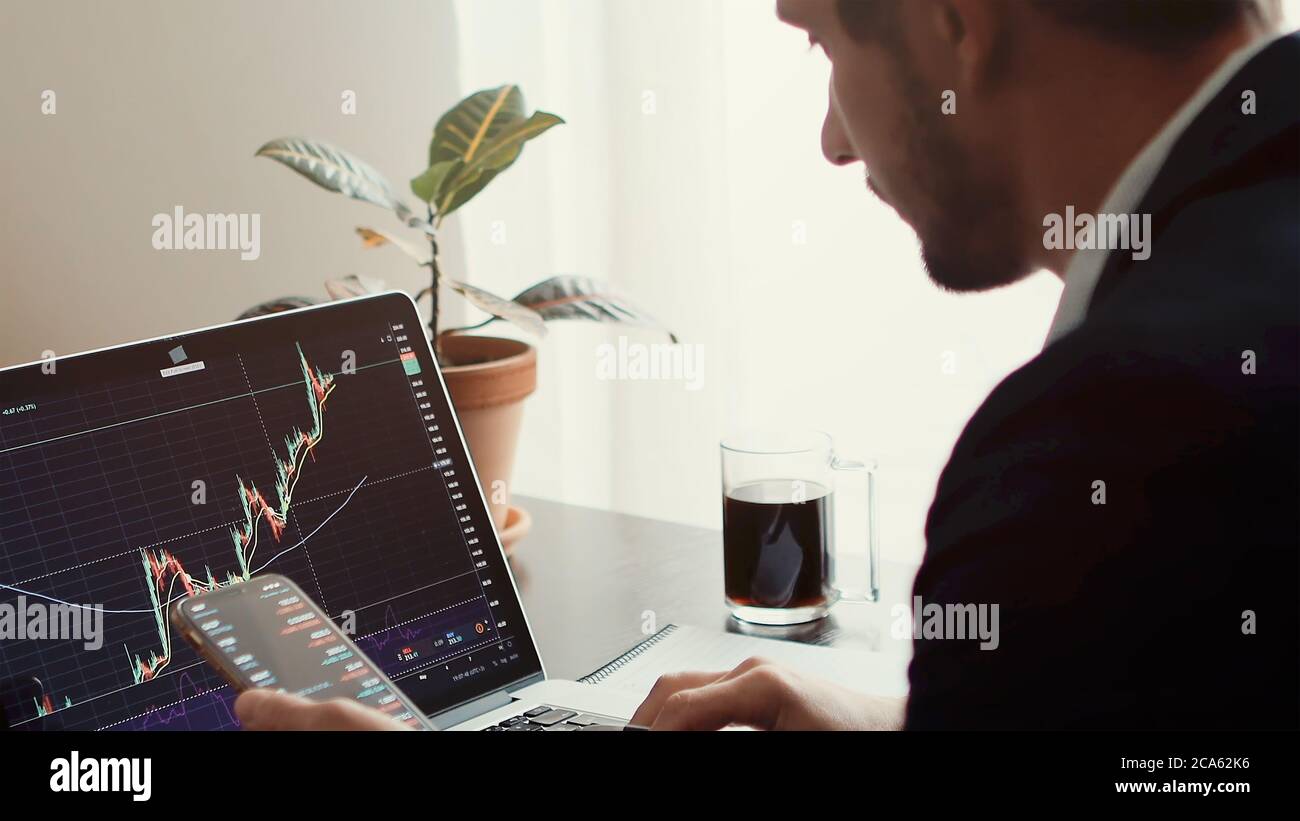 Stock trading graph price prediction and profit gain Stock Photo - Alamy