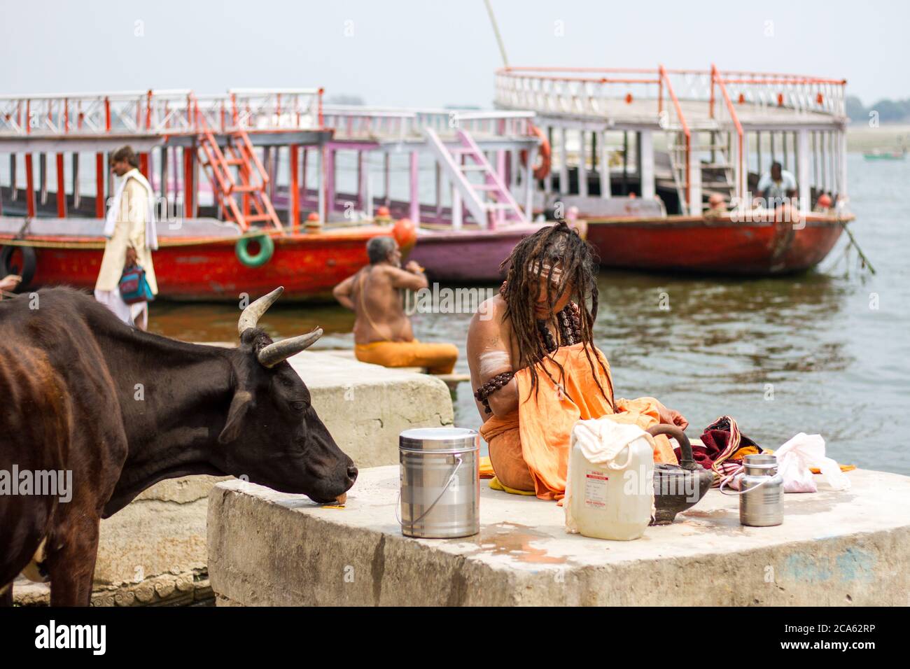 Daily activities of men in Varanasi, India Stock Photo - Alamy