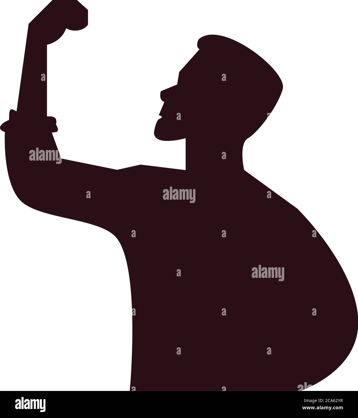 strong man celebrating wielding the hand vector illustration design ...