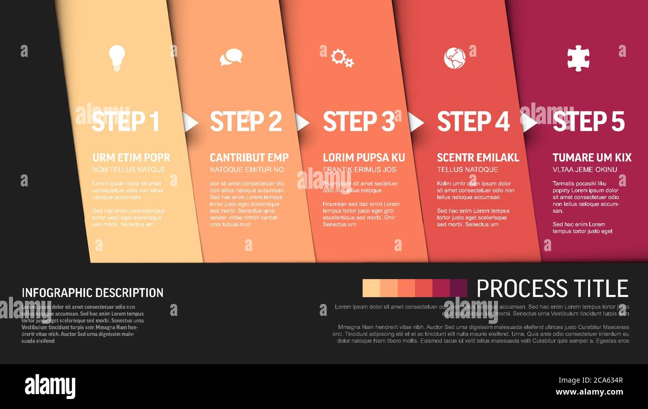 One two three four five - vector progress block steps template with ...