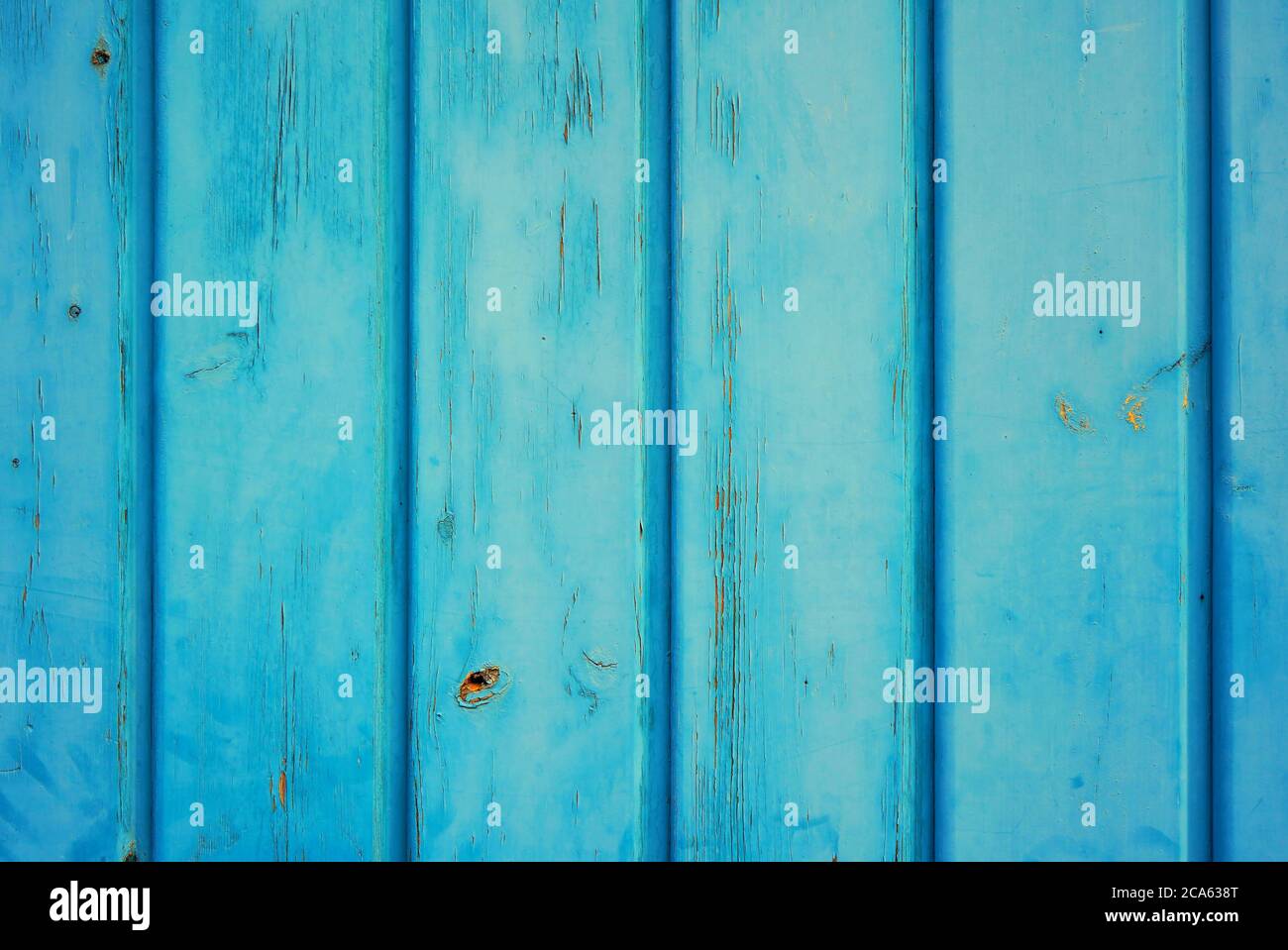 Fresh aqua blue fence background of aged wood with vertical planks ...