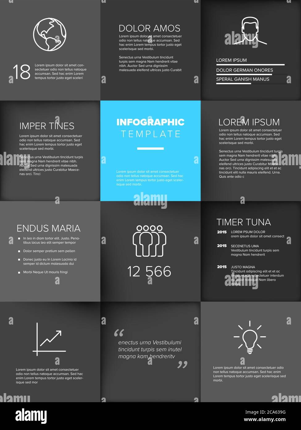 Multipurpose mosaic infographic made from gray content squares with ...