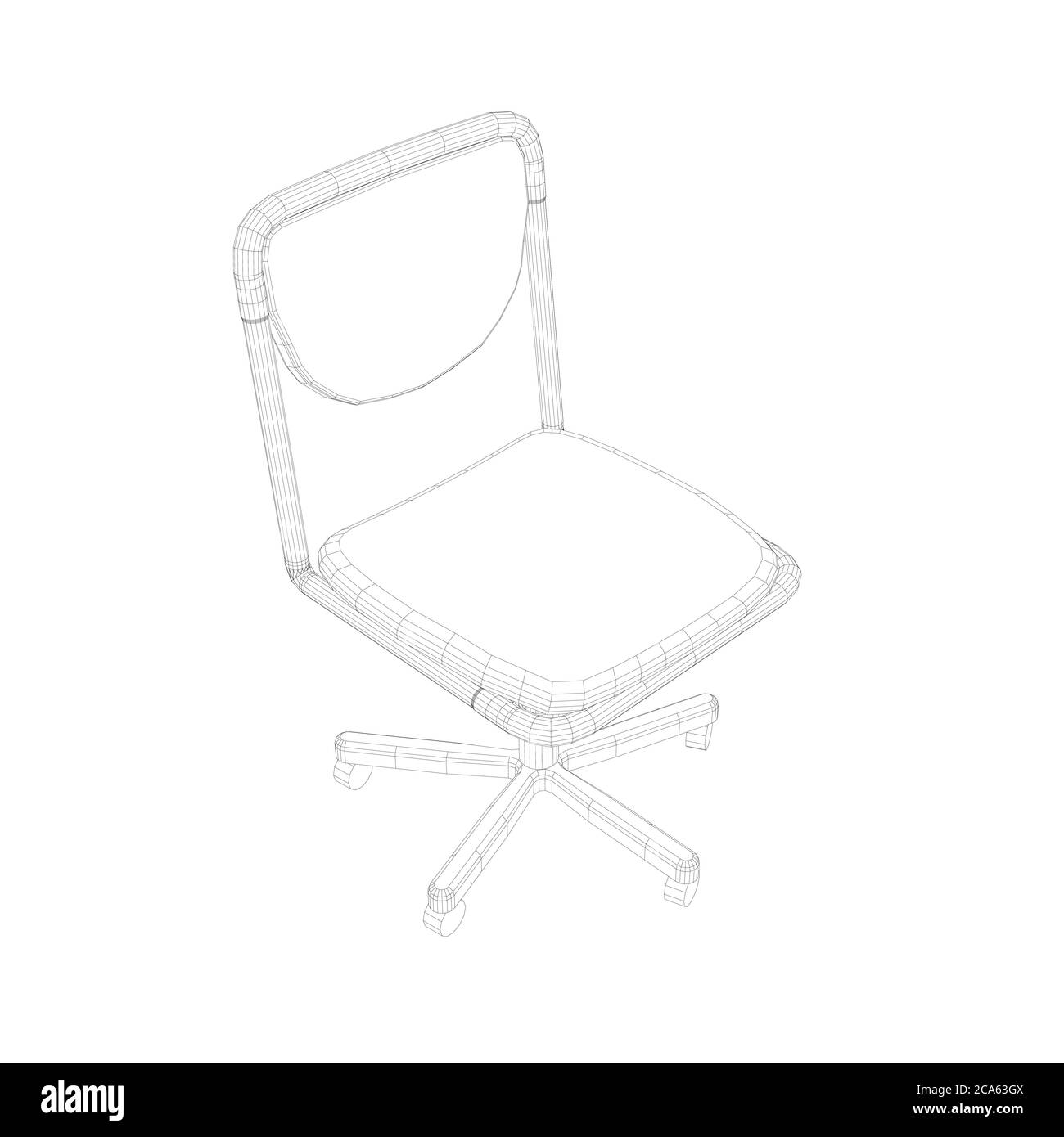 Wireframe of computer chair from black lines on a white background ...
