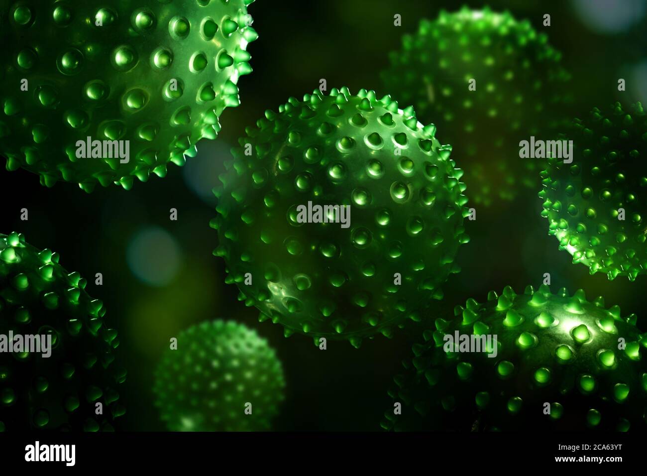 Green single cell chlorella algae microscopic conceptual 3D ...