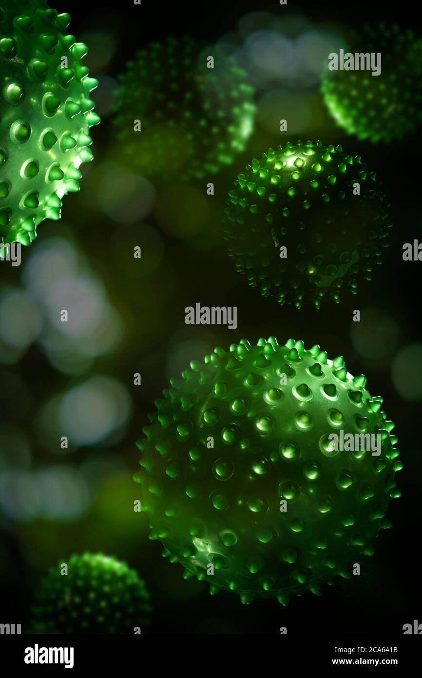 Green single cell chlorella algae microscopic conceptual 3D ...