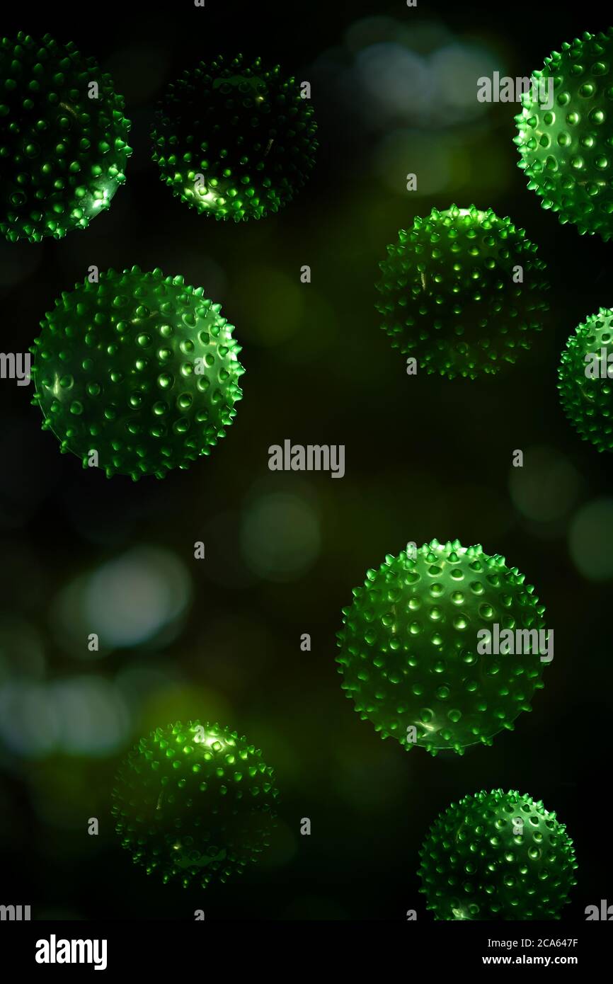 Green single cell chlorella algae microscopic conceptual 3D ...