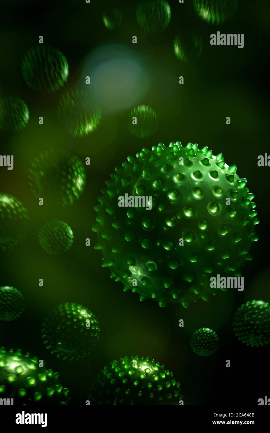 Green single cell chlorella algae microscopic conceptual 3D ...