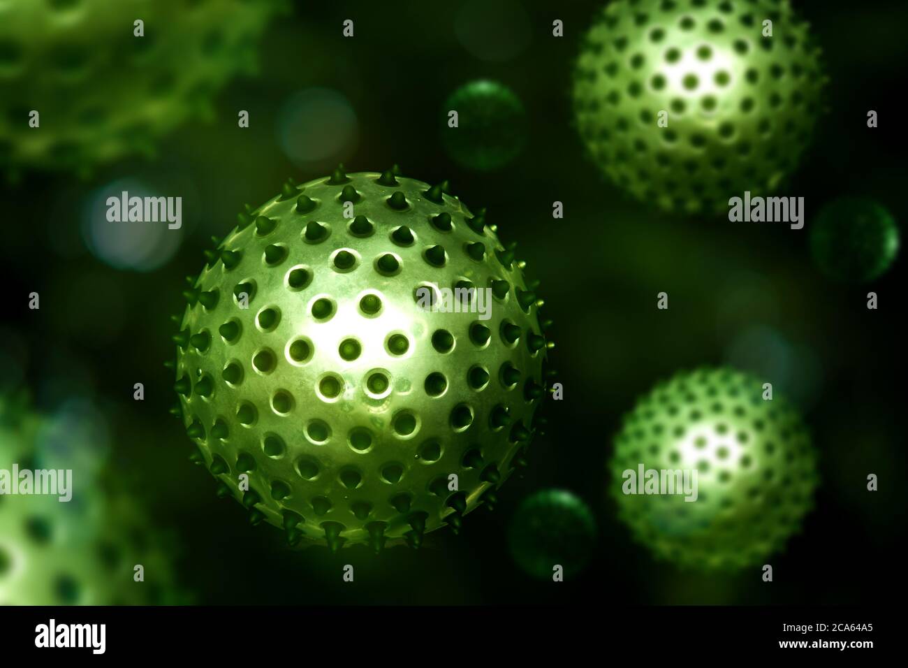 Green single cell chlorella algae microscopic conceptual 3D ...