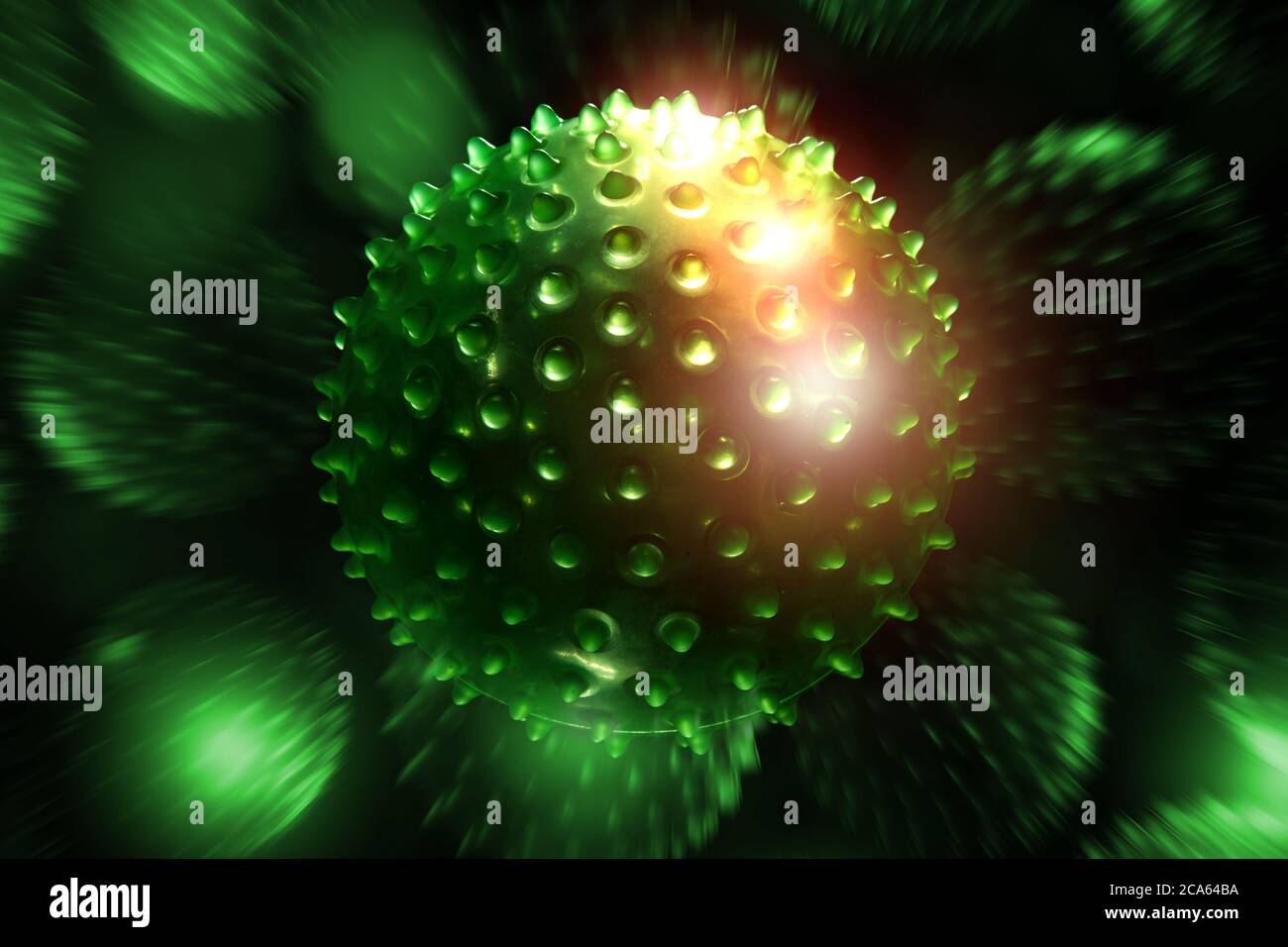 Green single cell chlorella algae microscopic conceptual 3D ...