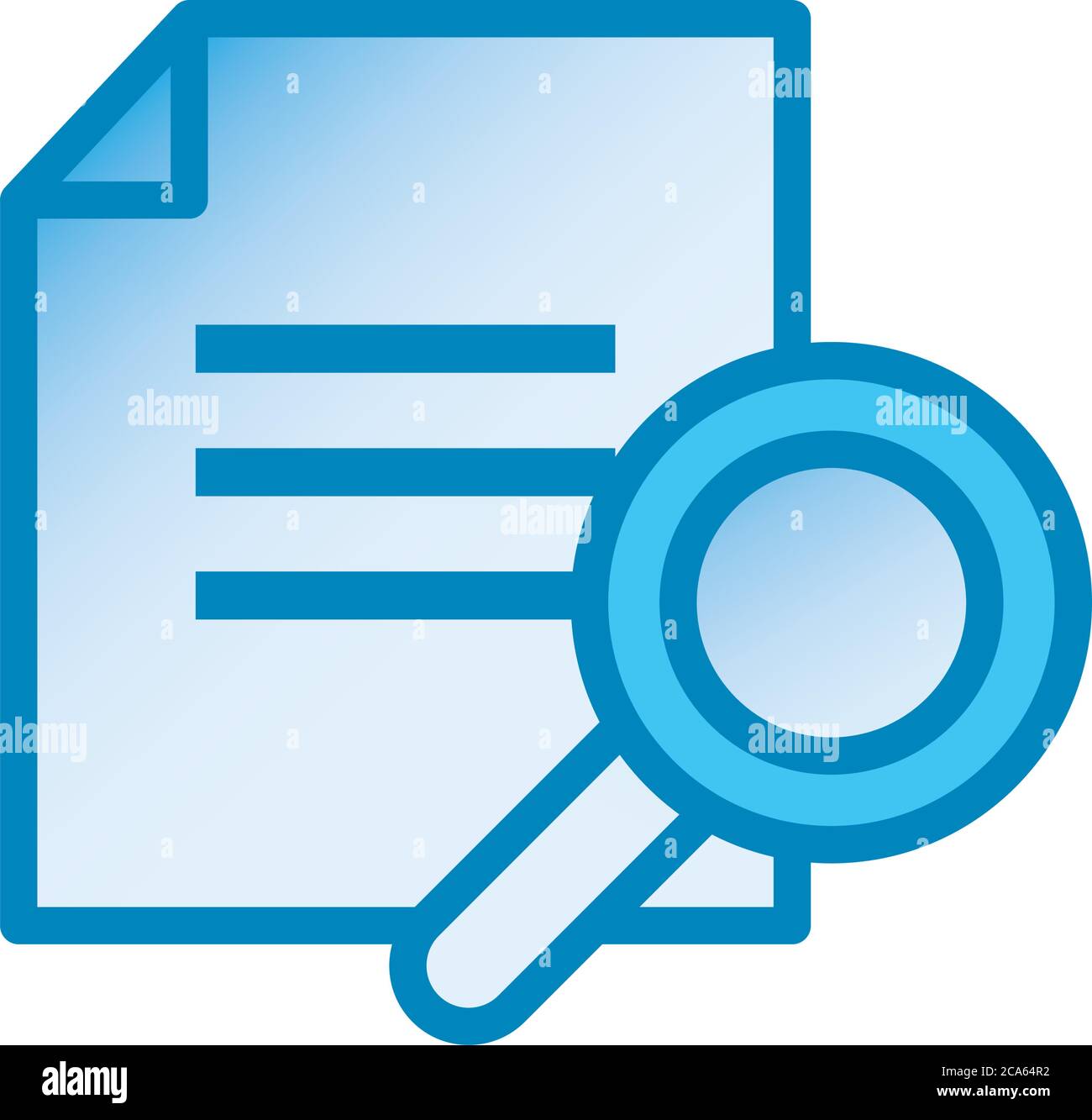 Document paper with lupe line and gradient style icon design, Data archive and information theme ...