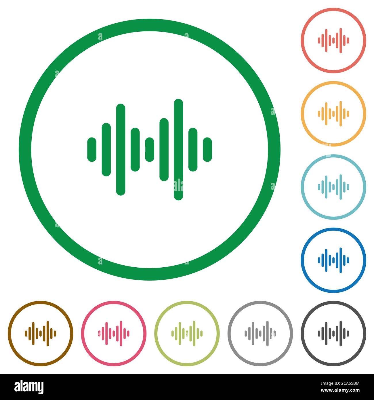 Sound wave flat color icons in round outlines on white background Stock ...