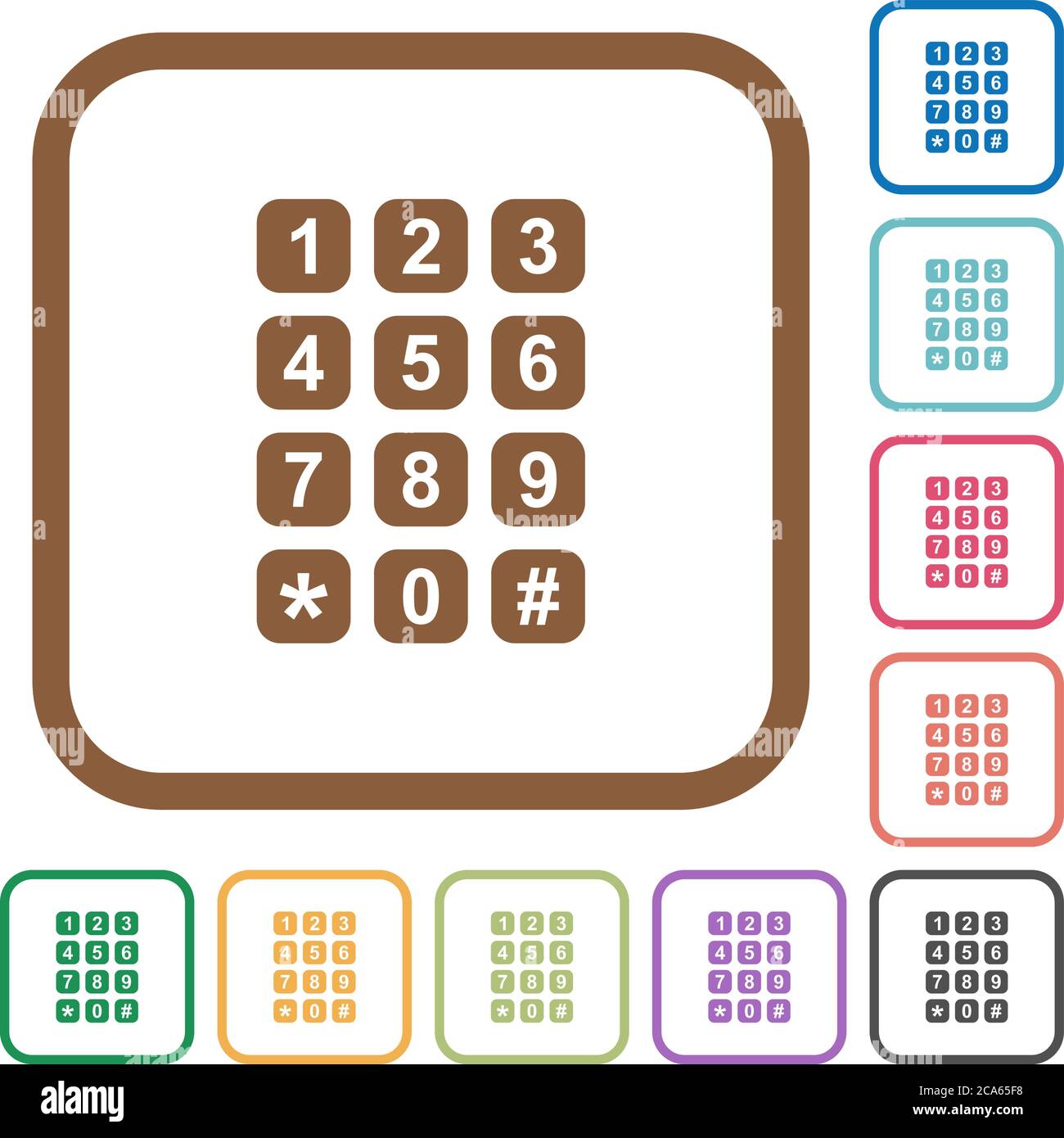Numeric keypad simple icons in color rounded square frames on white background Stock Vector ...