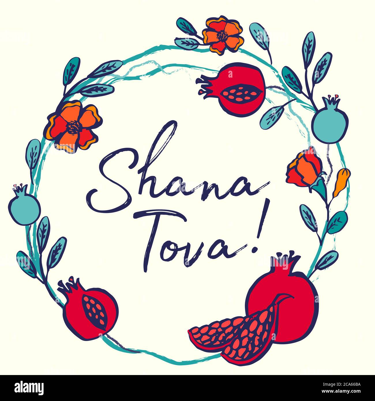 Rosh Hashanah greeting card, Jewish New Year. Shana tova on Hebrew ...