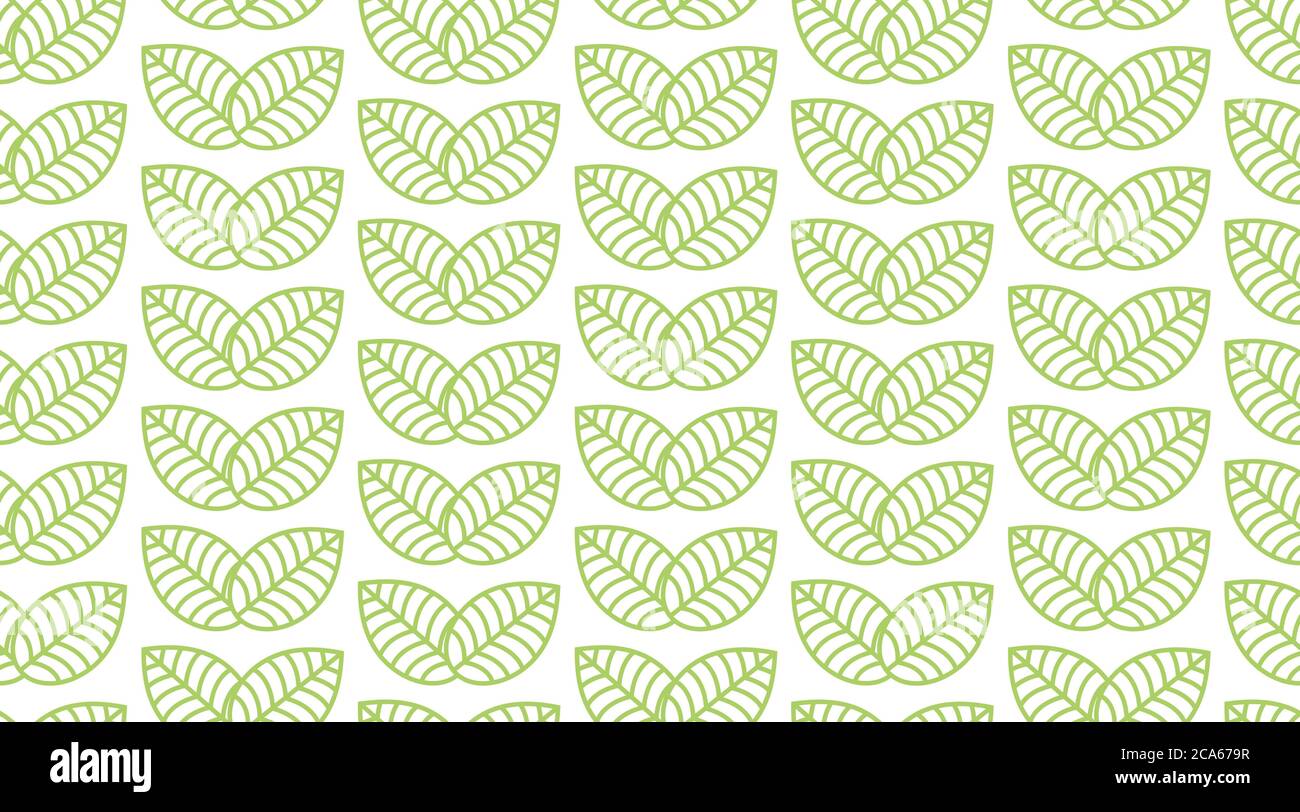 Seamless linear leaves pattern. Horizontal plant green leaf ornament ...