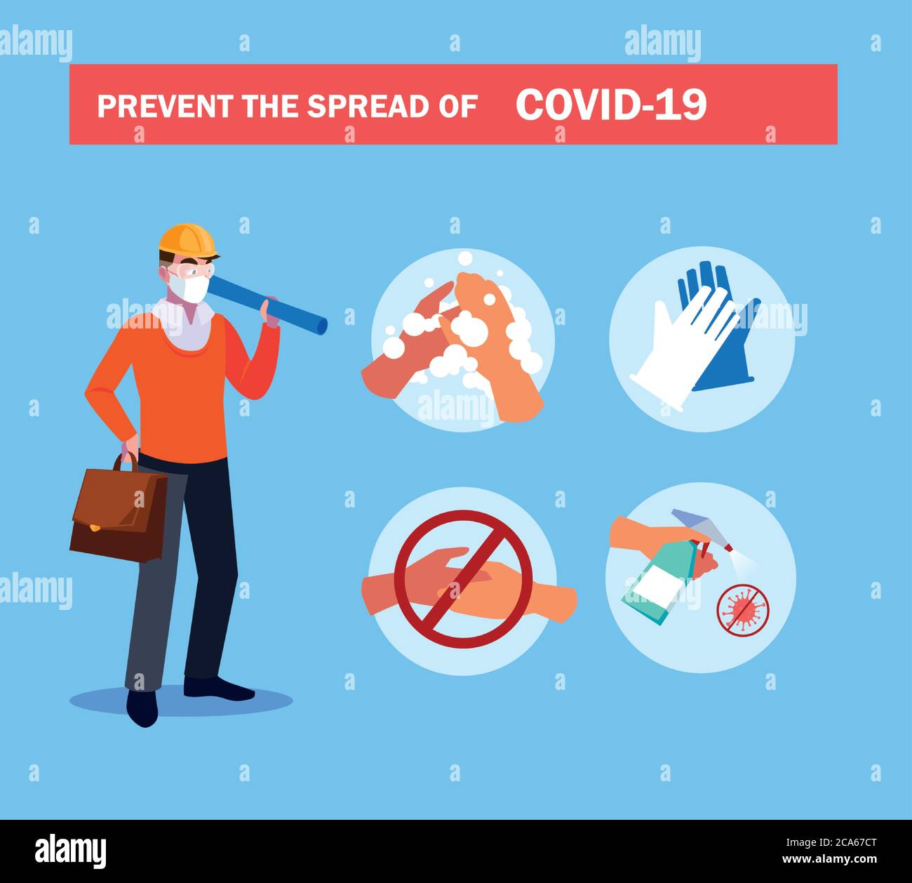 recommendations to prevent covid in an industry operator vector ...