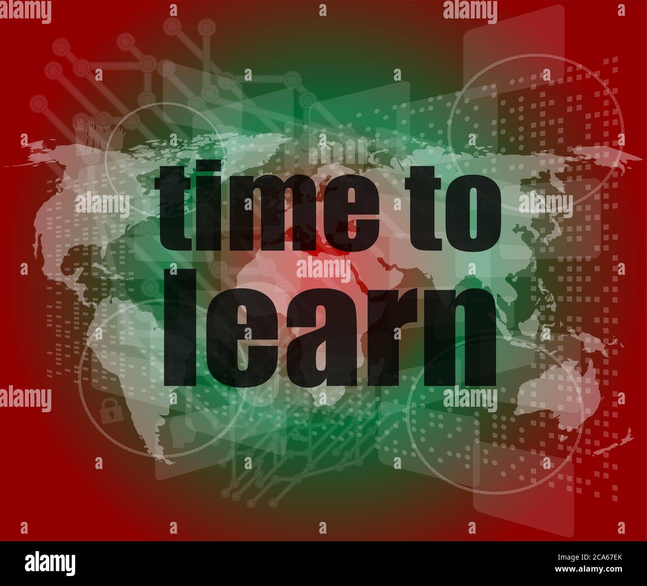 illustration of touch screen with time to learn words Stock Photo - Alamy