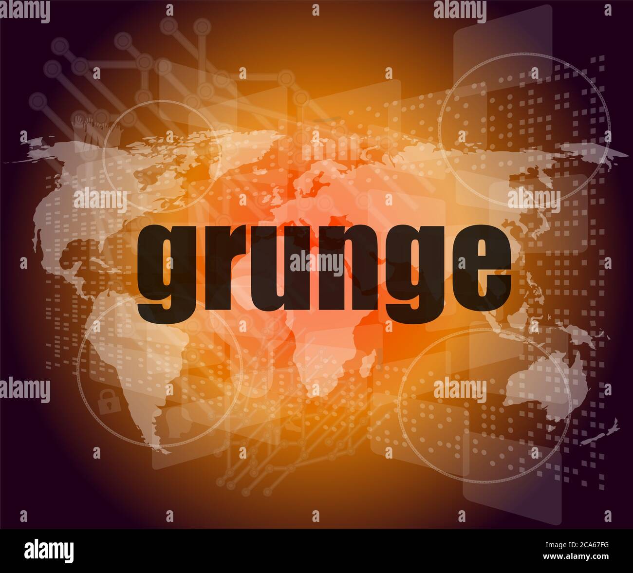 grunge words on digital touch screen interface Stock Photo - Alamy