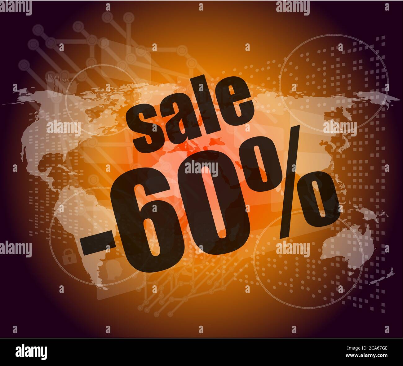 sale percentage on business digital touch screen Stock Photo - Alamy