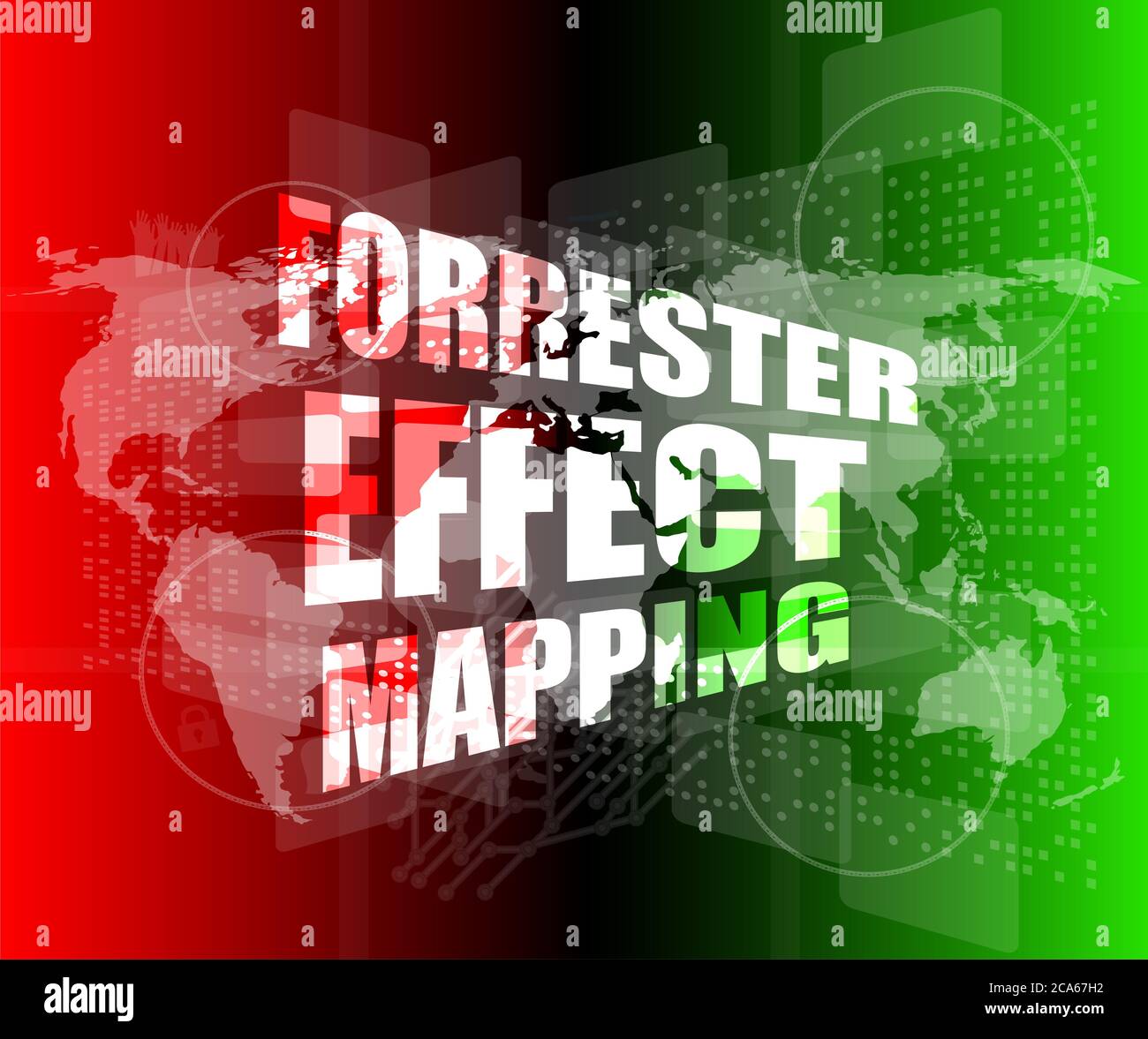 Management concept: forrester effect mapping words on digital screen ...