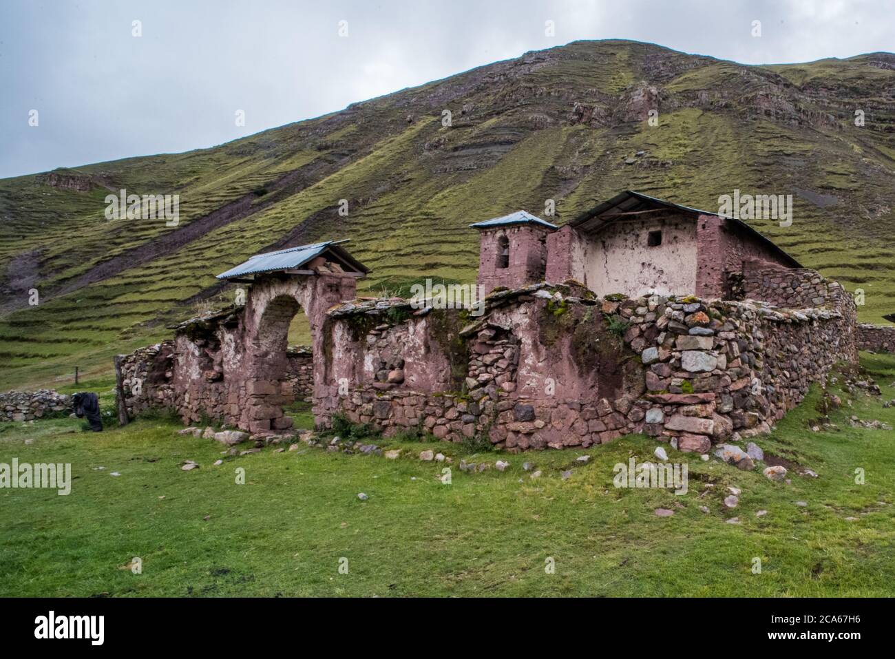 An old stone church on the outskirts of a small Quechua community in ...