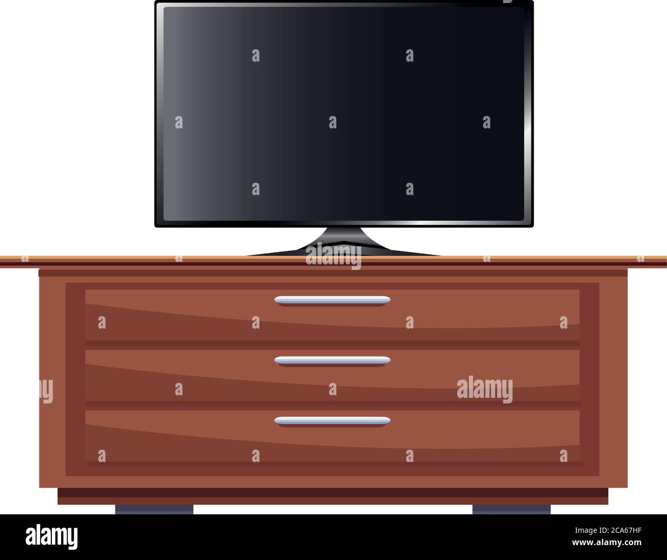 computer monitor display in drawer wooden vector illustration design ...