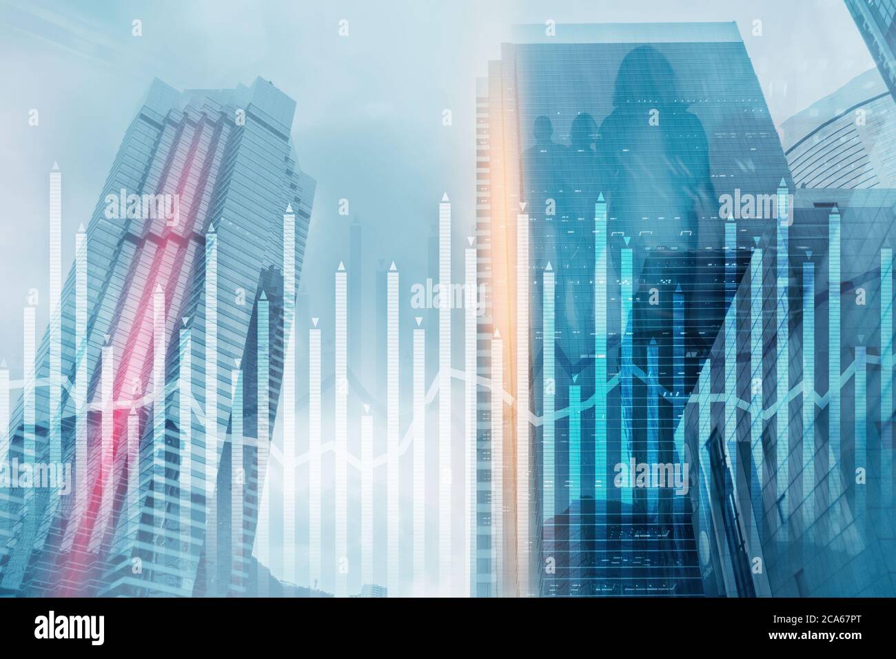 Histogram and lines economic chart of financial instrument on modern ...