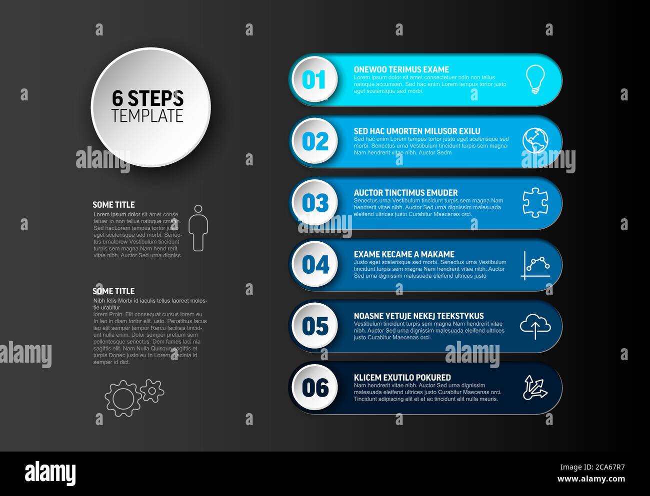 One two three four five six - vector progress steps template with ...