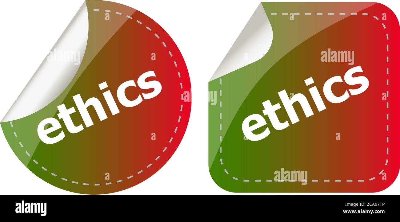 stickers label set business tag with ethics word Stock Photo - Alamy