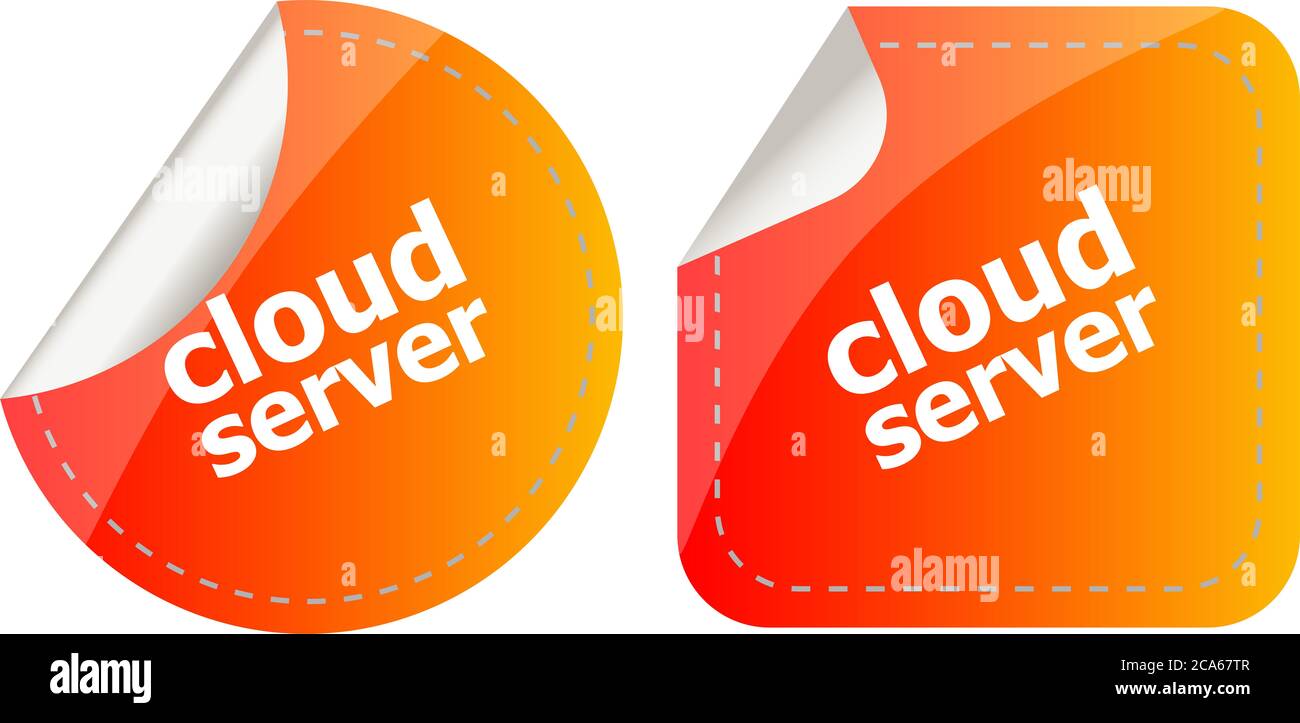 Cloud server computing concept, stickers label tag Stock Photo - Alamy