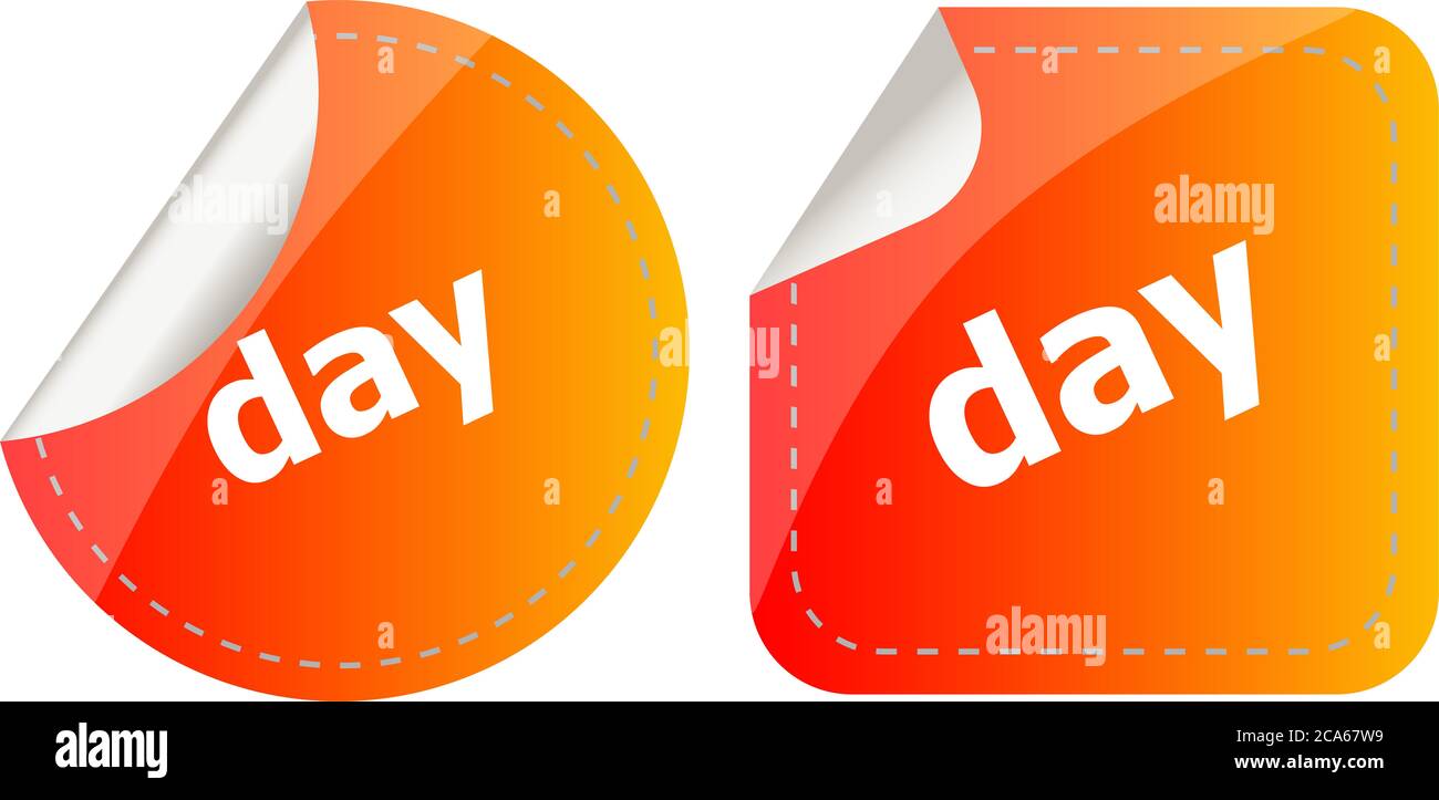 day word stickers web button set, label, icon Stock Photo - Alamy