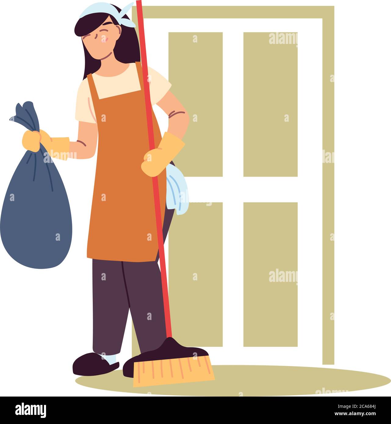 housekeeping woman doing house cleaning work vector illustration design ...