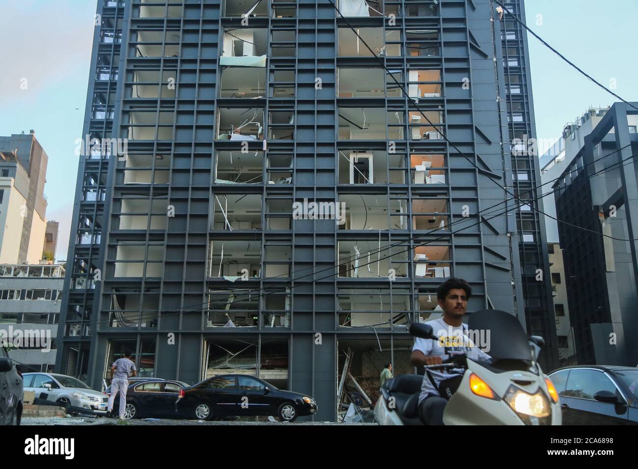 Beirut, Lebanon. 04th Aug, 2020. The facade of a building is seen ...