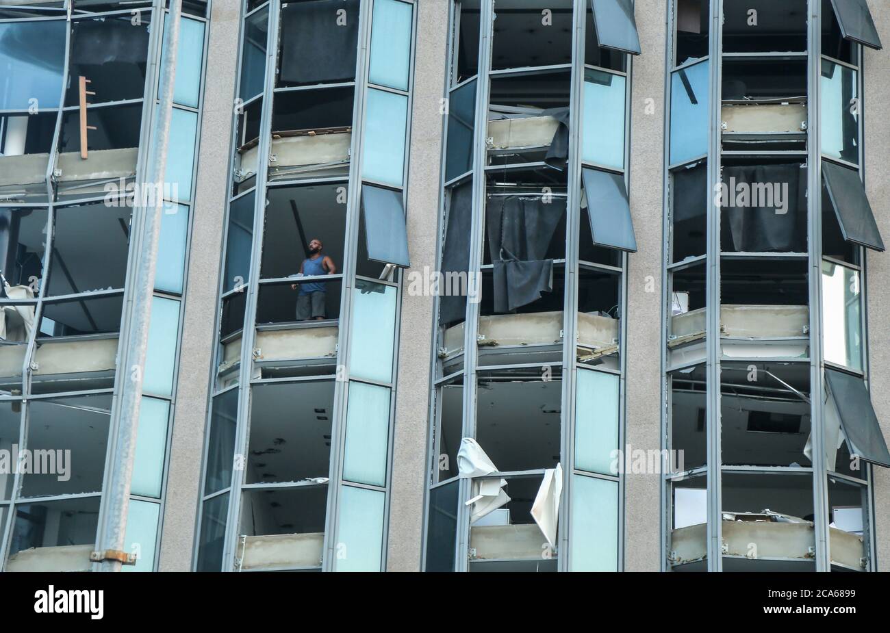 Beirut, Lebanon. 04th Aug, 2020. The facade of a building is seen ...